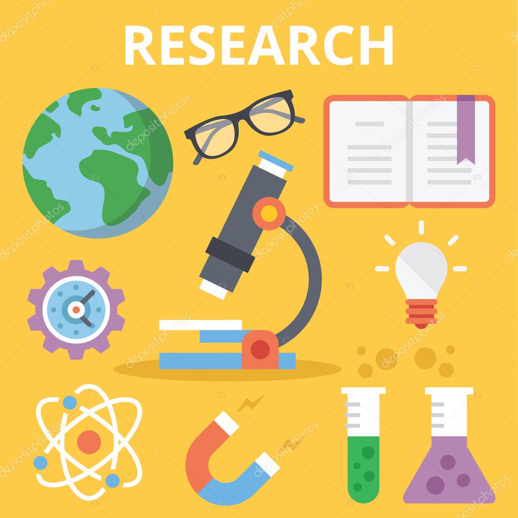 Scientific research flat illustration concepts and flat icons set Stock ...