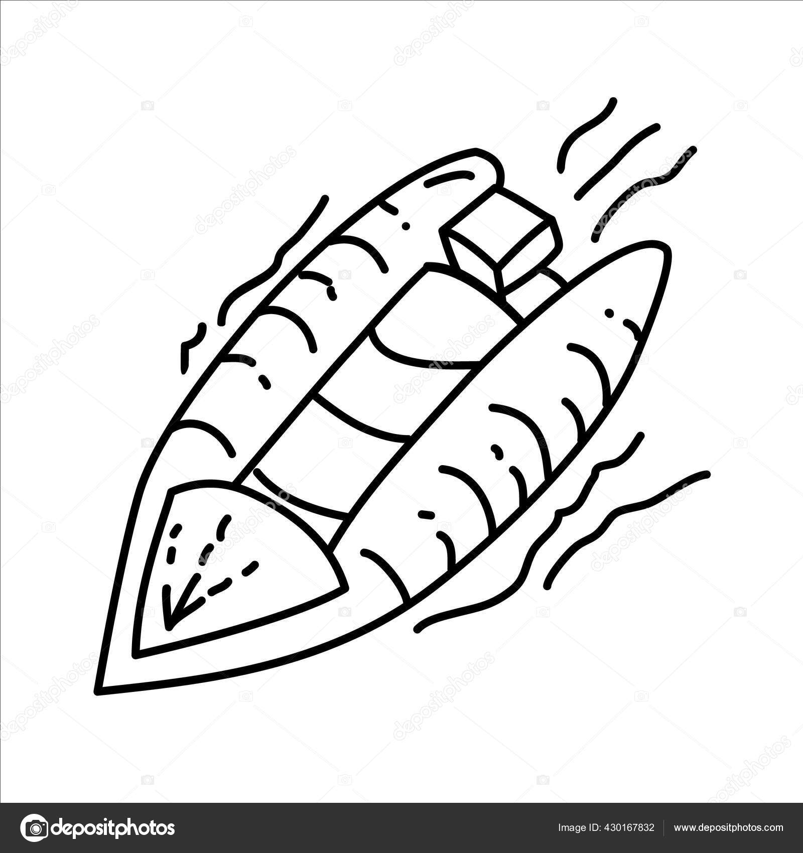 Image vectorielle Ensemble D'icônes Dessinées Main Pour Canot Sauvetage ...