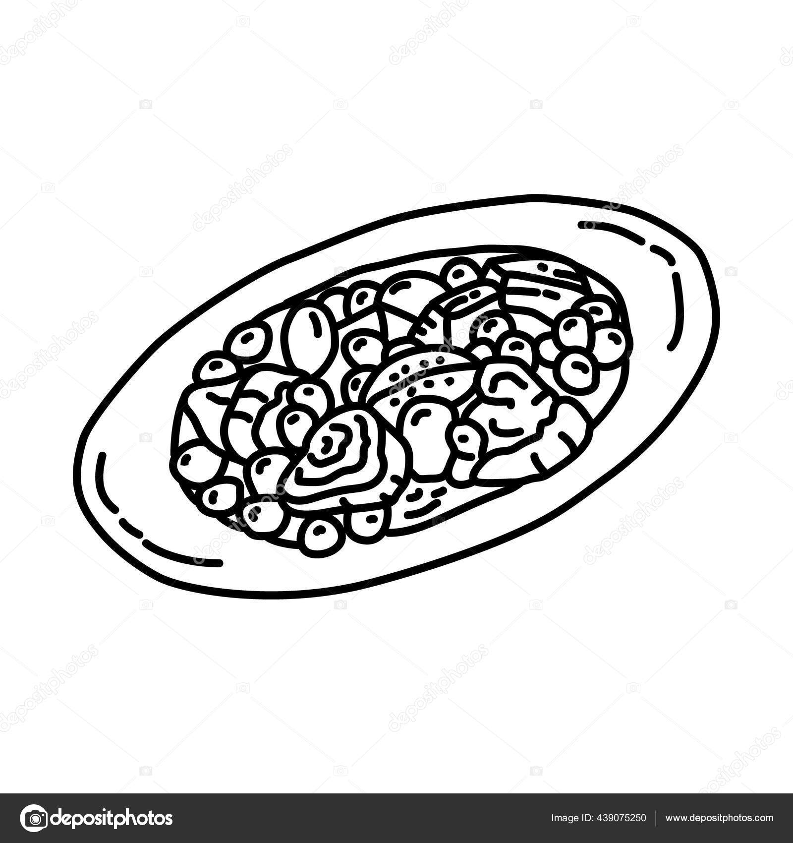 Tharid Saudi Arabia Food Hand Drawn Icon Set Vector 图库矢量图© ...