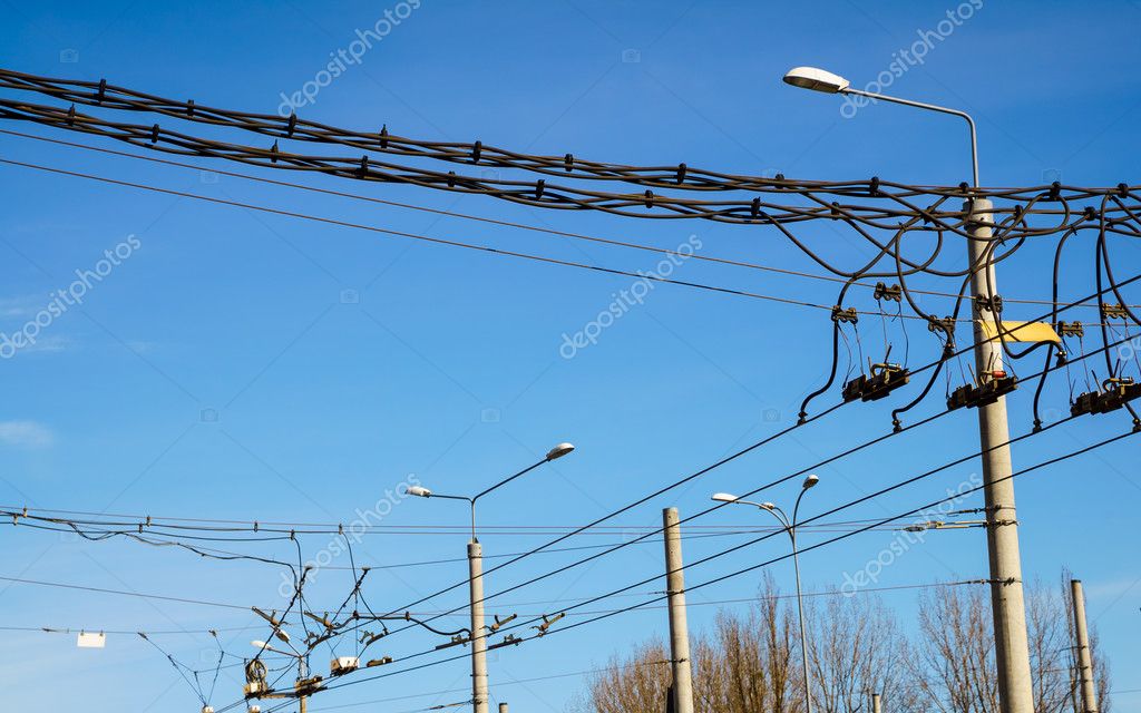 Trolley overhead line wire switch Stock Photo by ©Voyagerix 115785736
