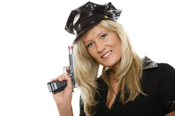 Policewoman cop with gun Stock Photo by ©Voyagerix 86358946