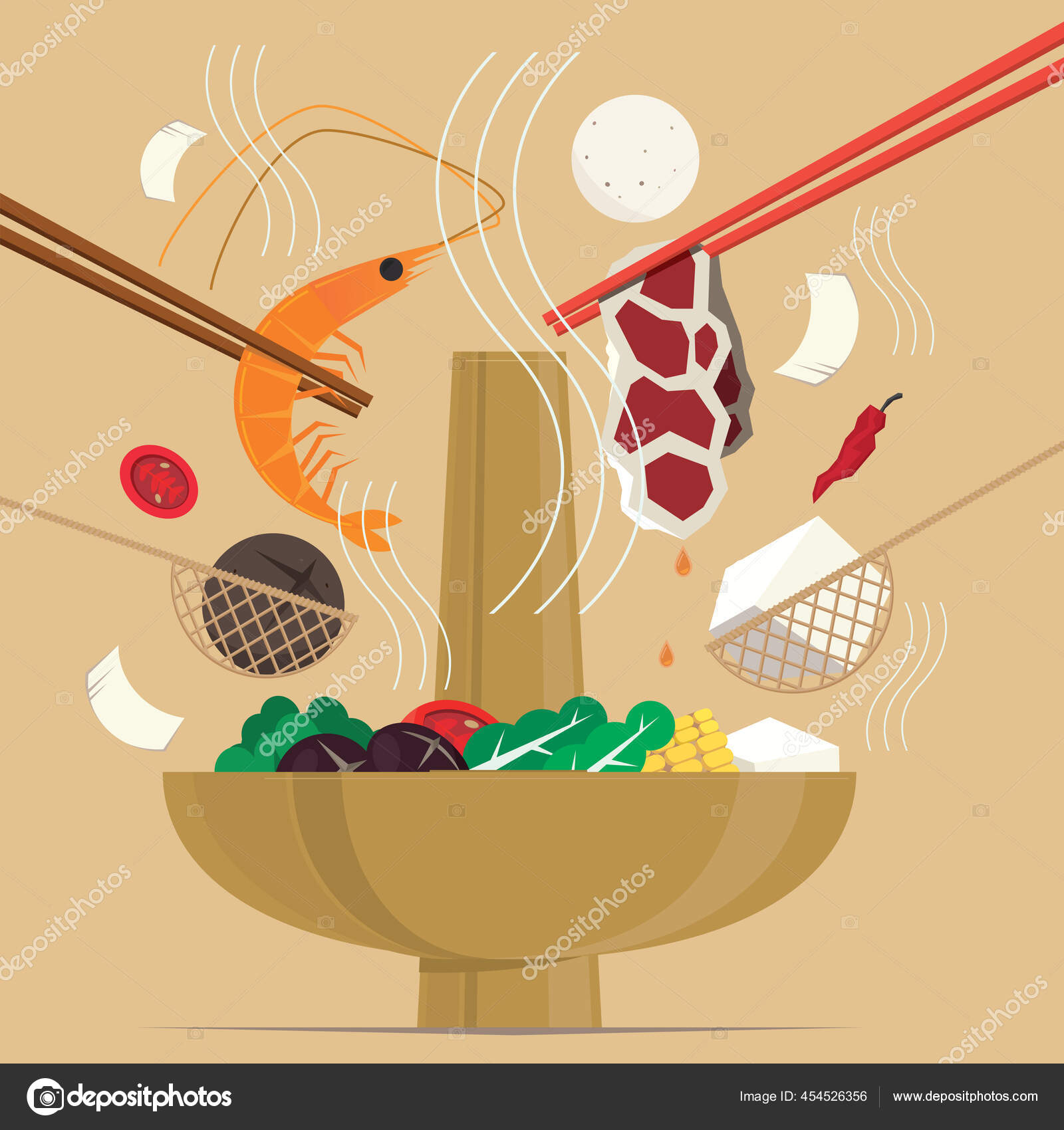 Graphic Illustration Chinese Hot Pot Meal Stock Vector Image by ...