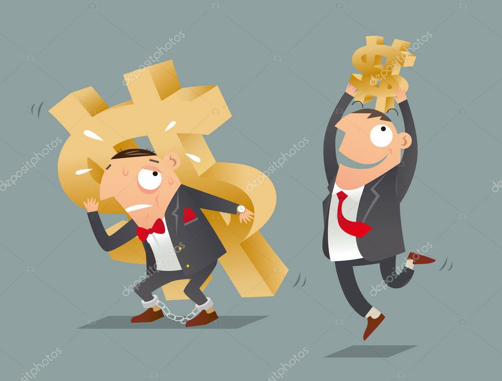 Dibujos animados ilustración de un concepto de satisfacción. La ...