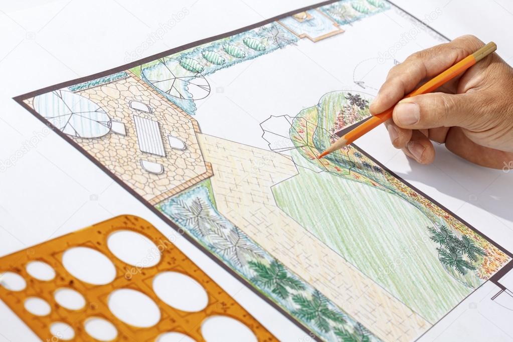 Landscape architect design L shape garden plan Stock Photo by ©toa55 ...