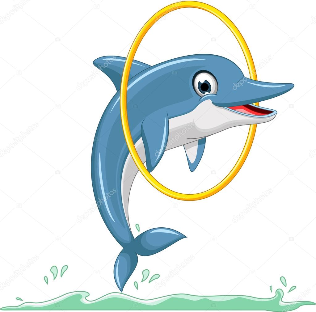 Cartoon Dolphin Jumping Out Of Water