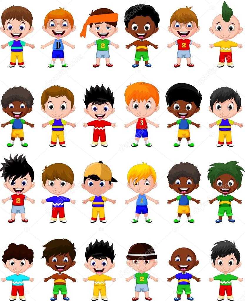 Heureux enfants garçons dessins animés collections Vecteur par ...