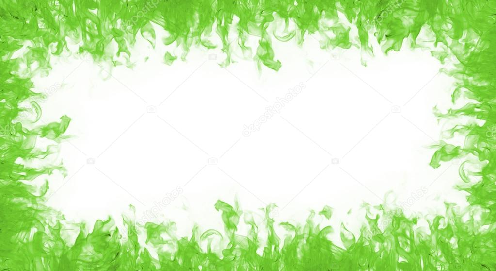 Green fire frame on white backgound — Stock Photo © trybex #56067153