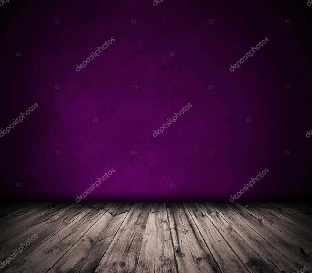 Violet wall and wooden floor interior background — Stock Photo © trybex ...