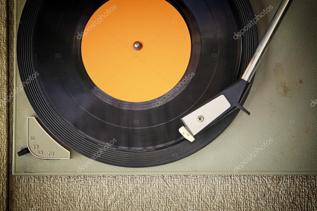 Top view of old record player, image is retro filtered — Stock Photo ...