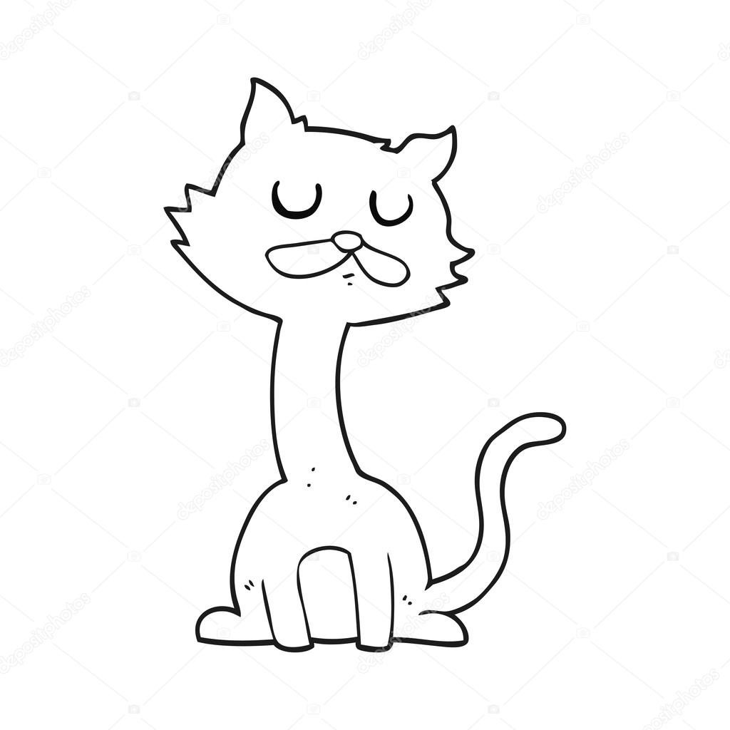 Zwart Wit Cartoon Kat Vectorafbeelding Door © Lineartestpilot ⬇