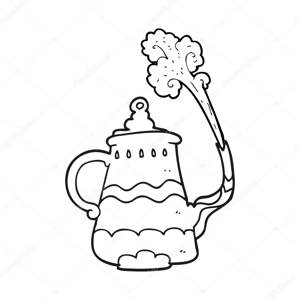 Black and white cartoon fancy coffee pot Stock Vector by ...