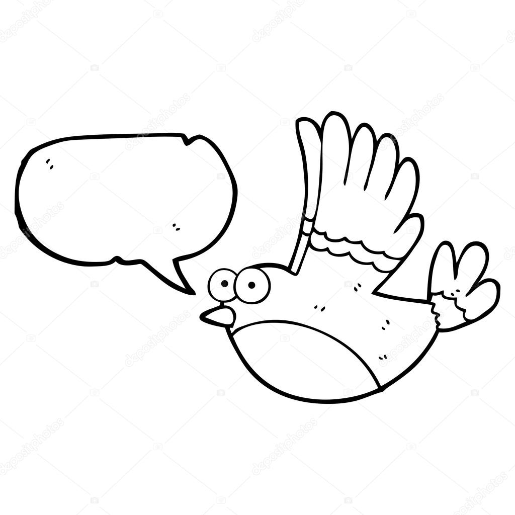 Speech bubble cartoon flying bird Stock Vector by ©lineartestpilot ...