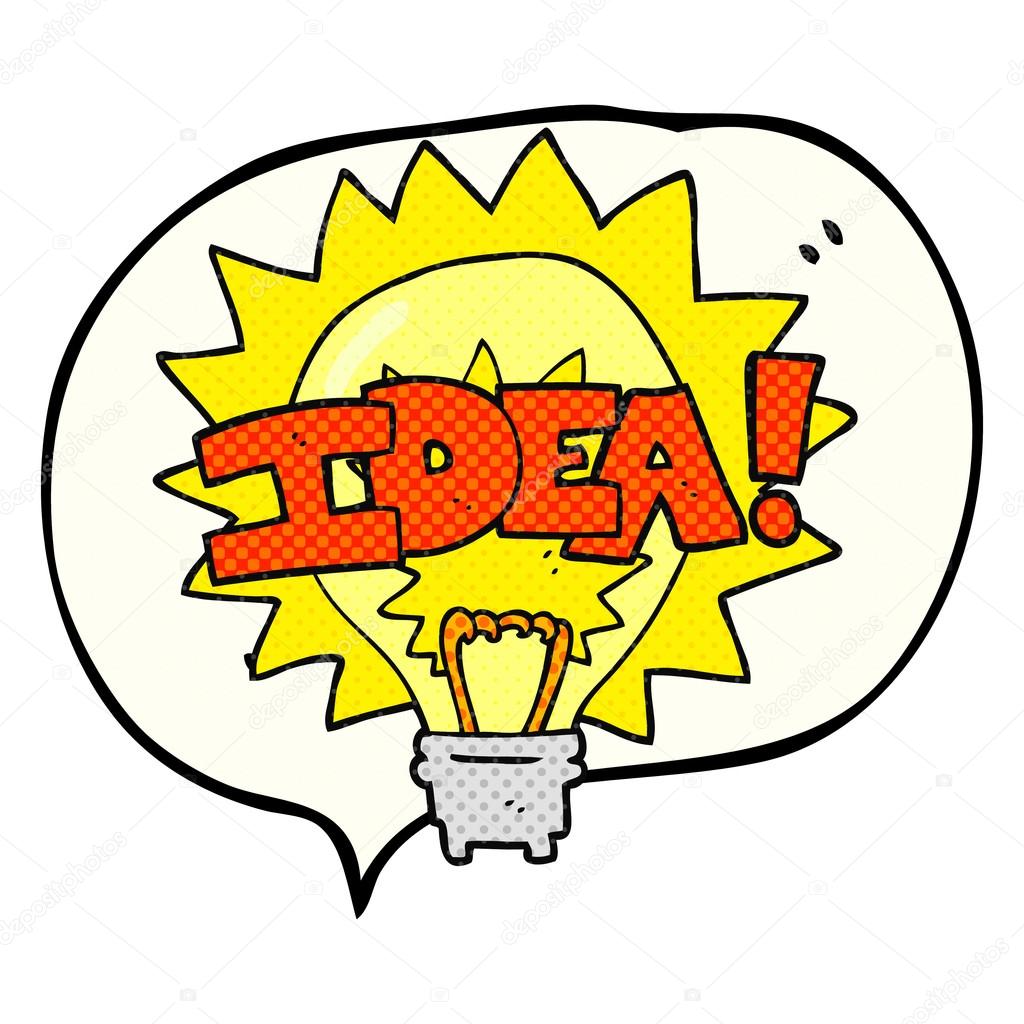 Comic book speech bubble cartoon idea light bulb symbol — Stock Vector ...