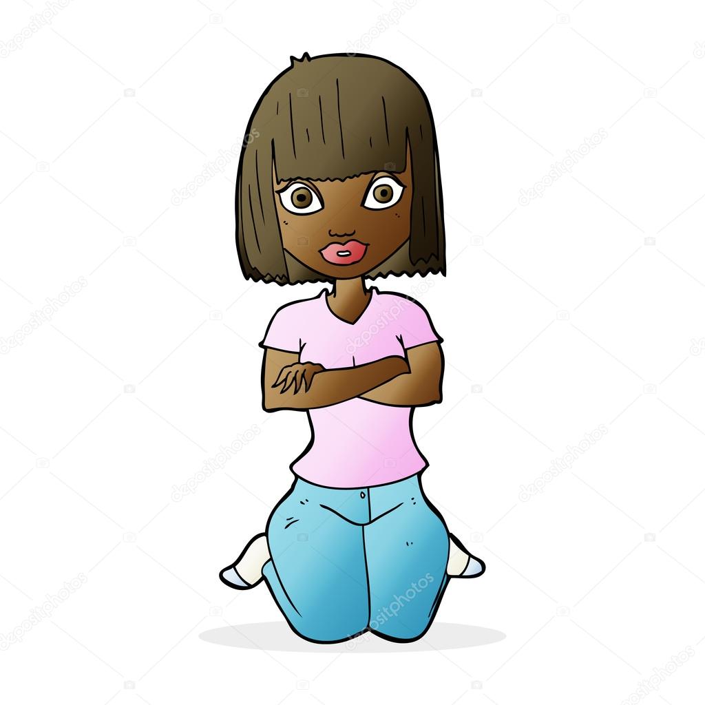 Dessin animé femme à genoux Vecteur par ©lineartestpilot 101739086