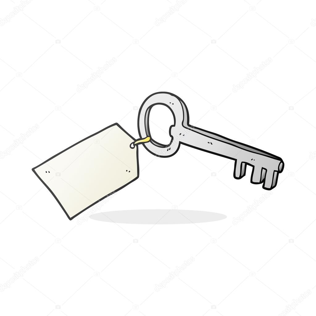 Cartoon key with tag Stock Vector by ©lineartestpilot 101929468
