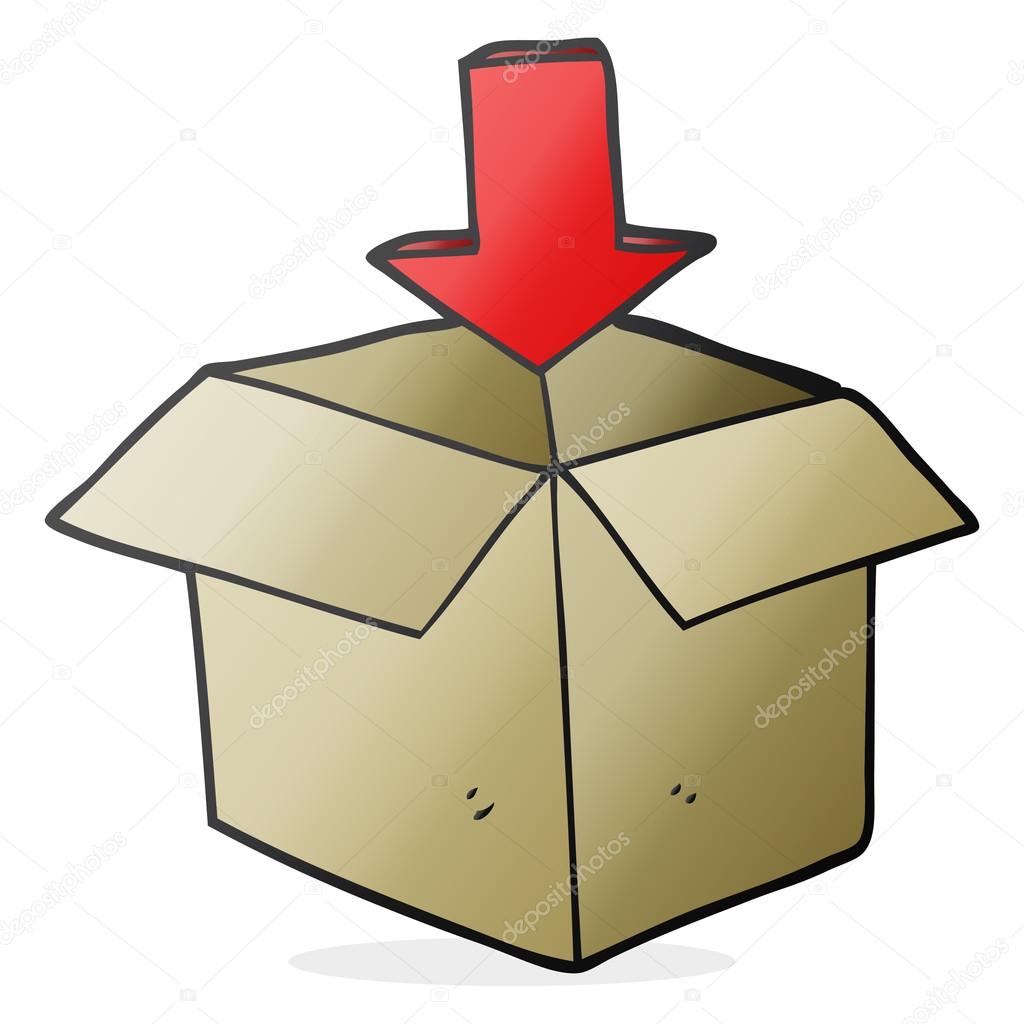 Caja de dibujos animados con flecha descargar símbolo de almacenamiento ...