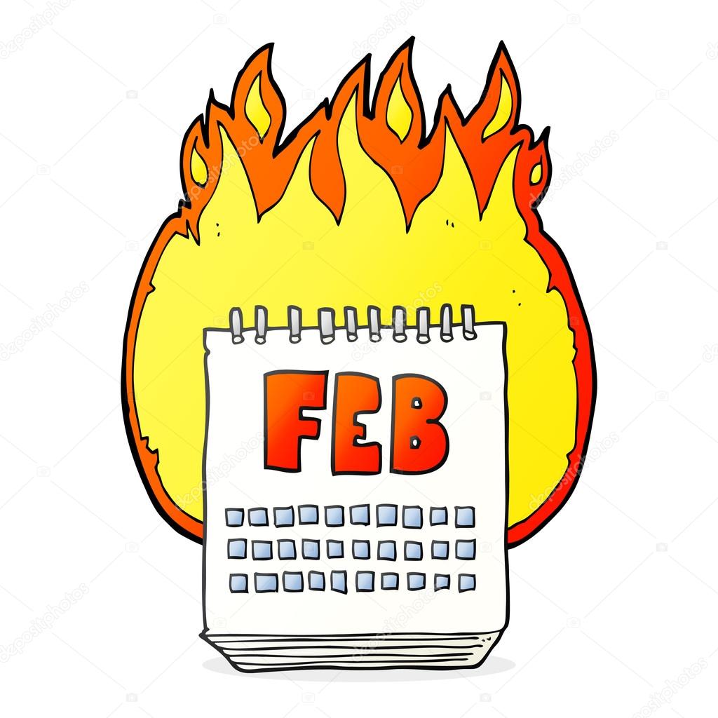 Cartoon-Kalender zeigt Monat Februar Stock-Vektorbild von ...