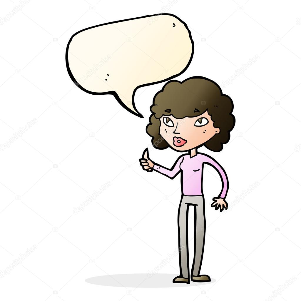 Cartoon woman giving thumbs up symbol with speech bubble Stock ... Cartoon woman giving thumbs up symbol with speech bubble Stock ...