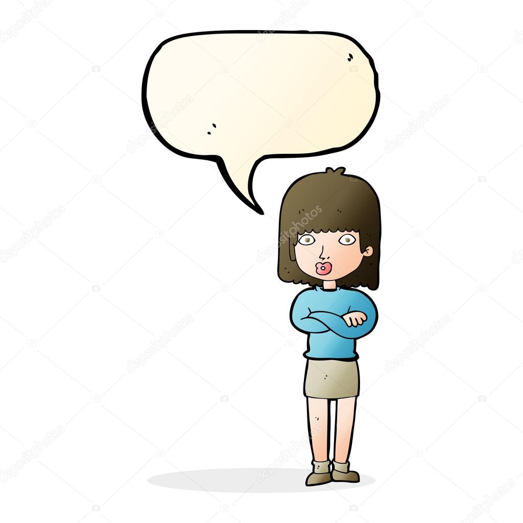 Mujer impaciente de dibujos animados con burbuja del habla Vector de ...