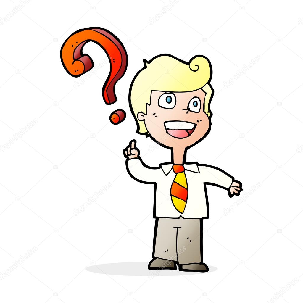 Caricatura escolar niño haciendo una pregunta Vector de stock por ...