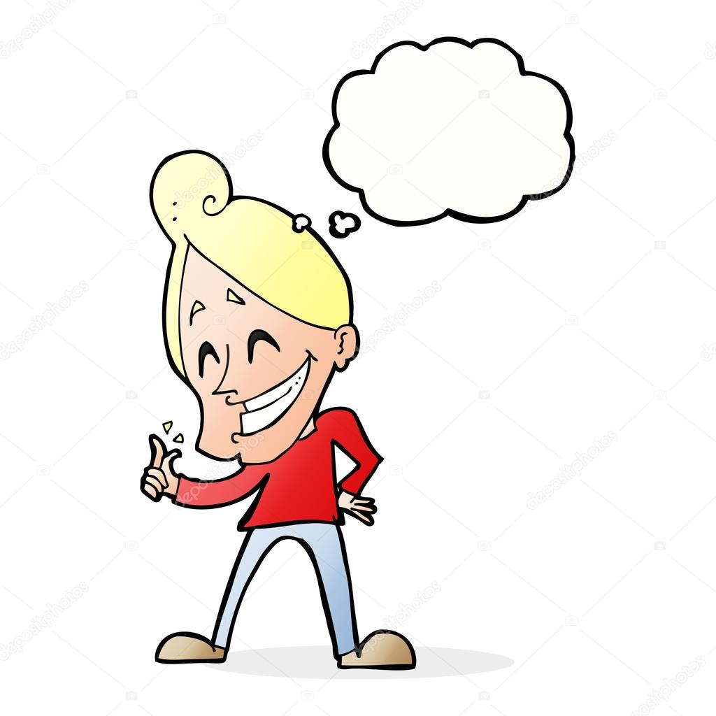 Cartoon man snapping fingers with thought bubble Stock Illustration by ...