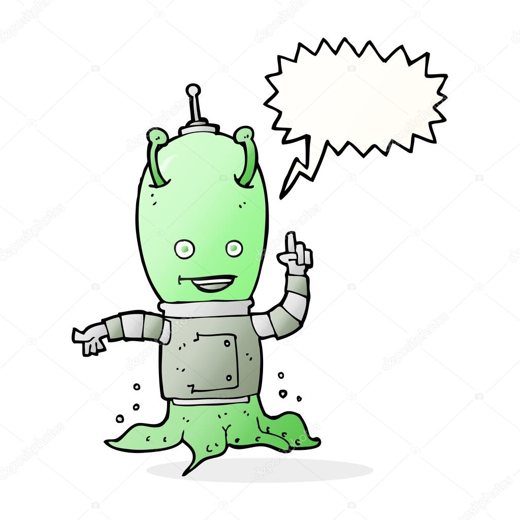 Cartoon alien spaceman with speech bubble Stock Vector Image by ...