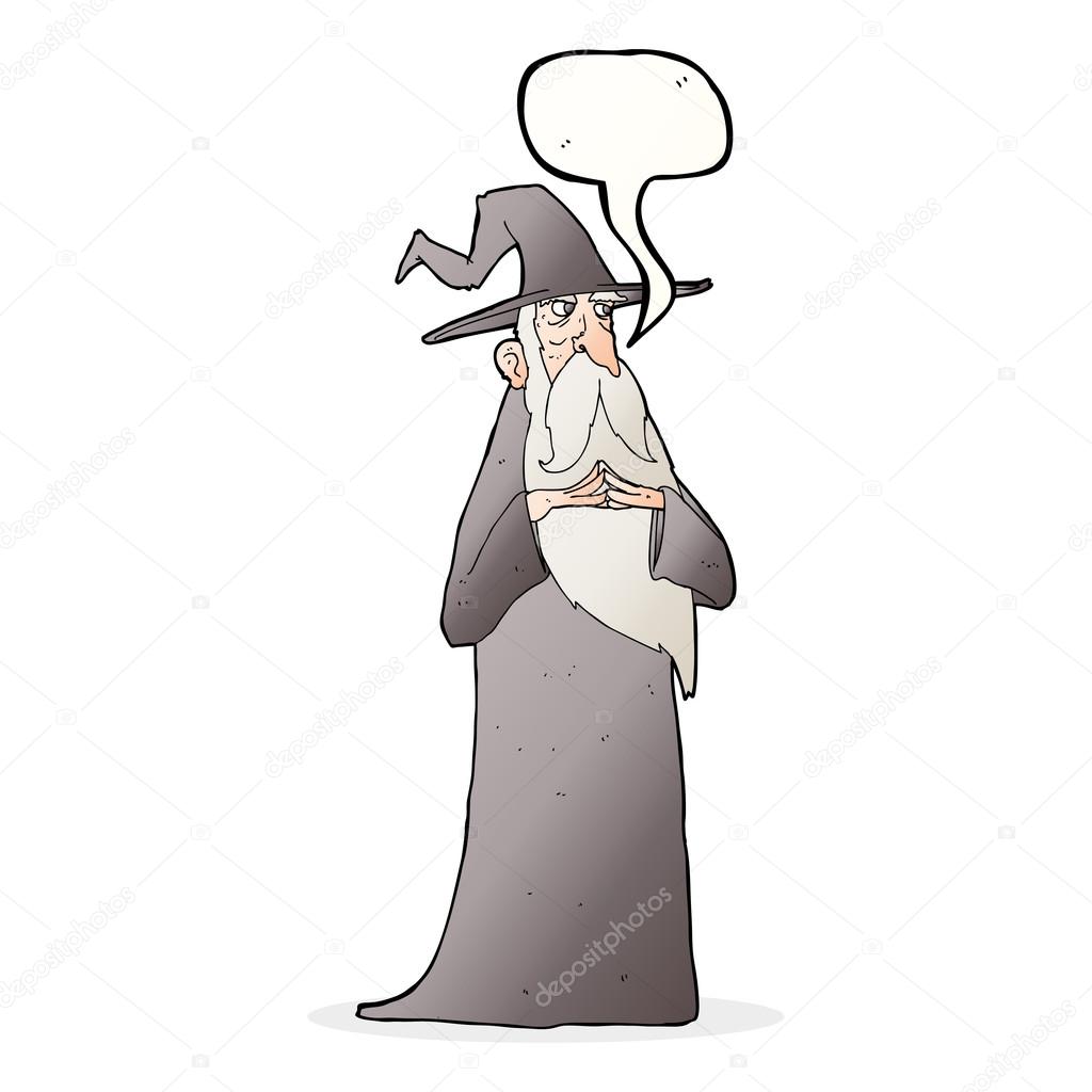 Cartoon old wizard with speech bubble Stock Vector by ©lineartestpilot ...