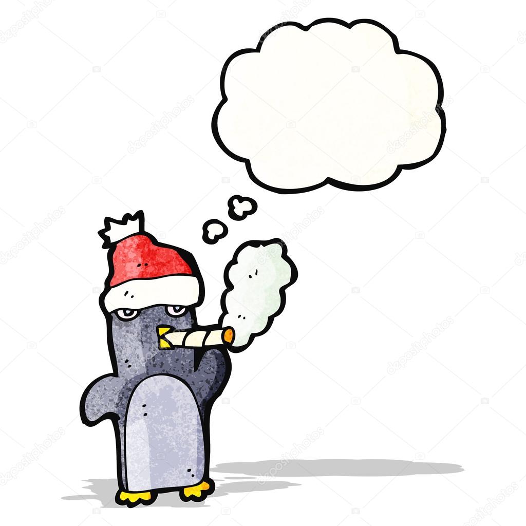 Cartoon penguin smoking cigarette Stock Vector by ©lineartestpilot 53374931