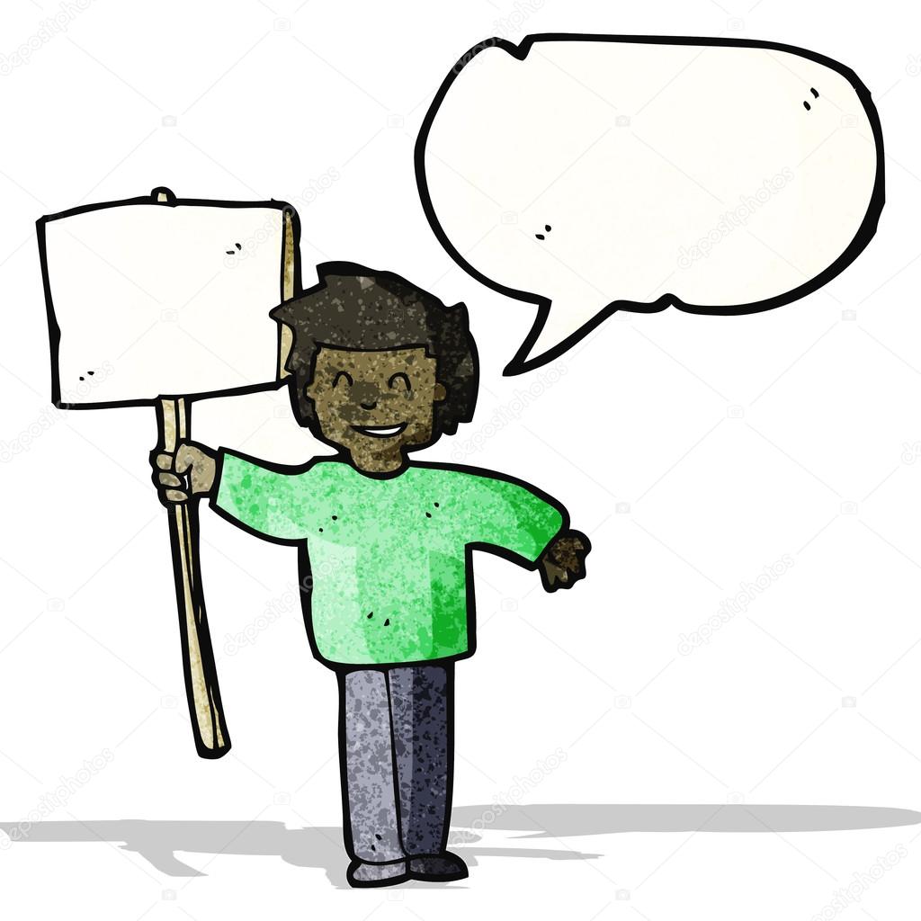 Cartoon man with placard Stock Vector by ©lineartestpilot 54098463