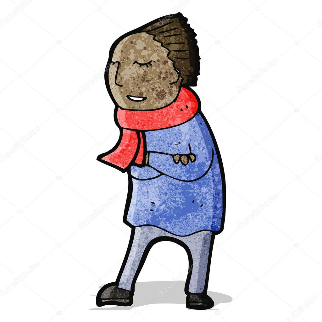 Hombre de dibujos animados en bufanda Vector de stock #56299963 de ...