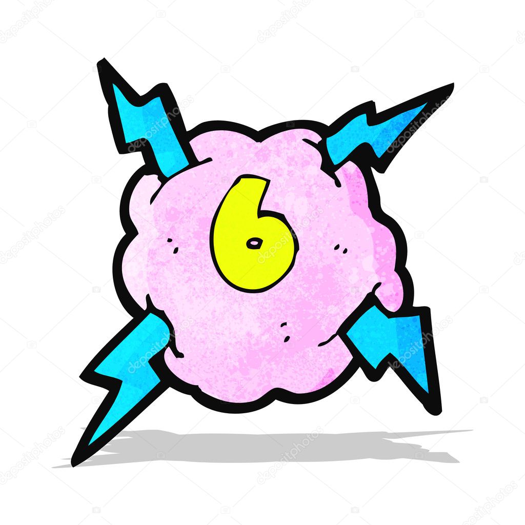 Cartoon lightning storm cloud symbol with number six Stock Vector by ...