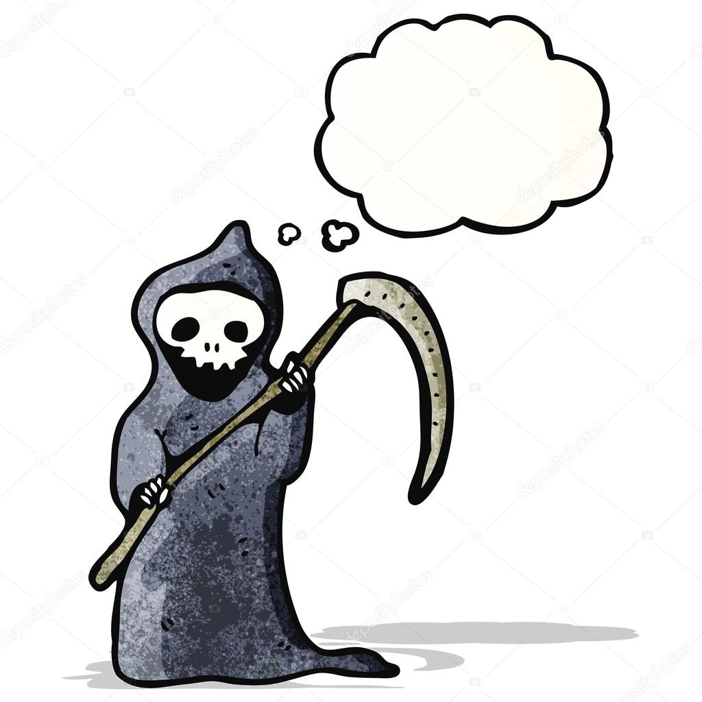 Muerte de dibujos animados con guadaña — Vector de stock #57809193 ...