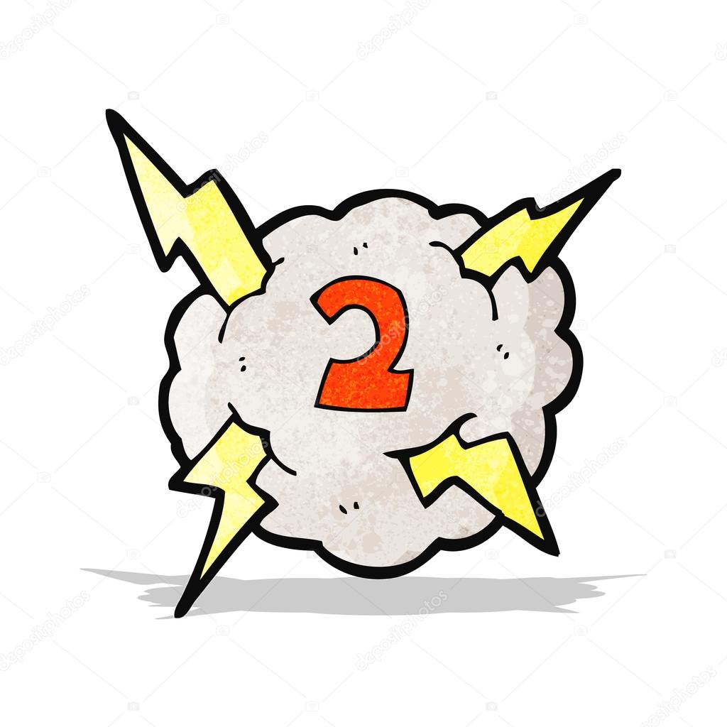 Cartoon thunder cloud with number two Stock Vector by ©lineartestpilot ...
