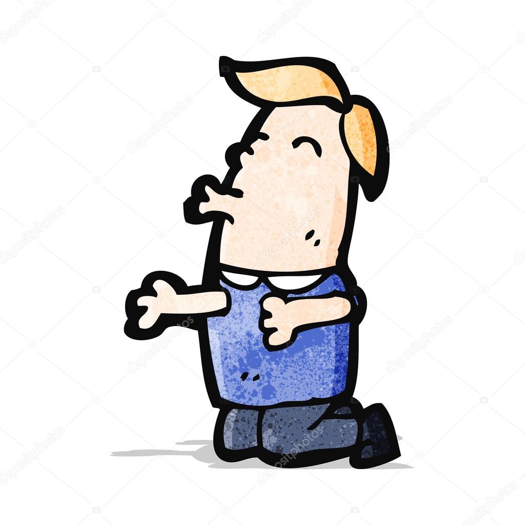 hombre de dibujos animados en las rodillas — Vector de stock ...