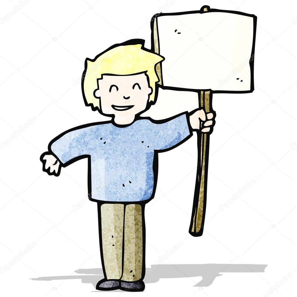 Cartoon protester with sign Stock Vector by ©lineartestpilot 59644203