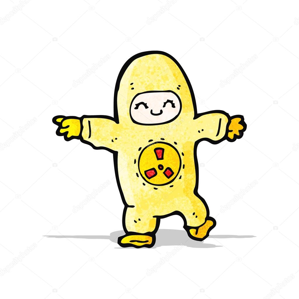Hombre de dibujos animados traje de radiación — Vector de stock #59653959