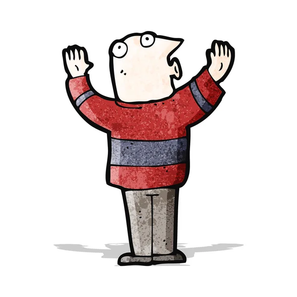 Hombre calvo de dibujos animados sosteniendo los brazos en el aire Vector de stock por ...