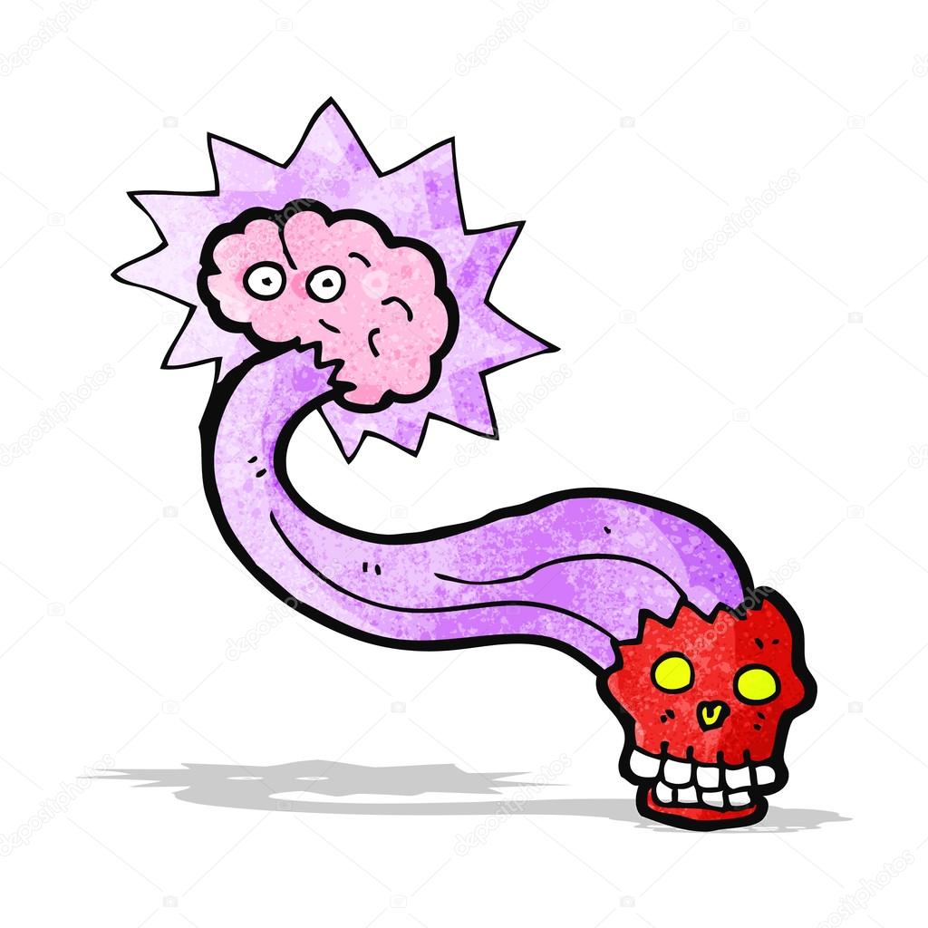Cartoon skull with brain ghost Stock Vector by ©lineartestpilot 59662125