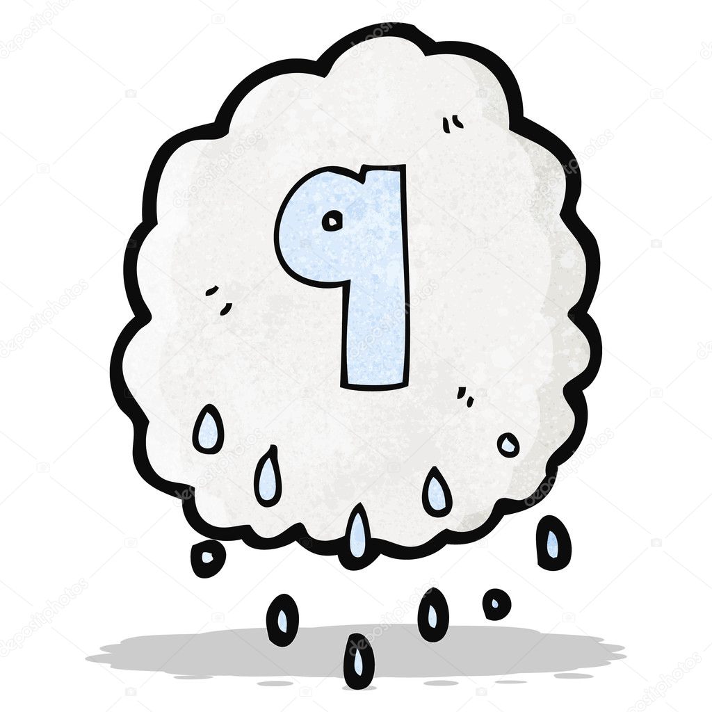 Nuvem de chuva de desenhos animados com número nove Vetor de ...