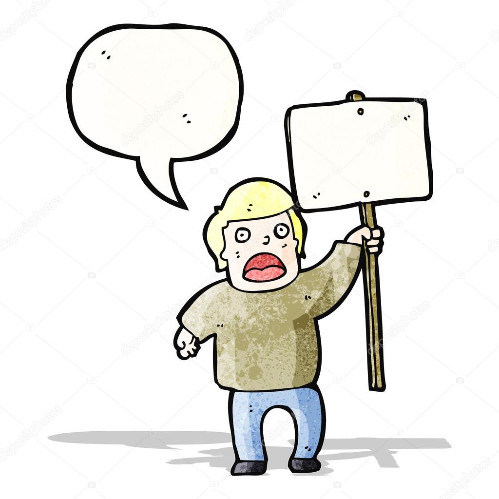 Cartoon political protestor with sign Stock Vector by ©lineartestpilot ...