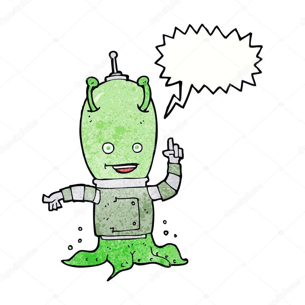 Cartoon alien spaceman with speech bubble Stock Vector Image by ...