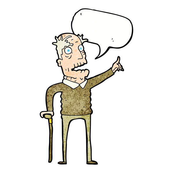 Cartoon Old Man Walking Stick Speech Bubble Stock Vector Image By