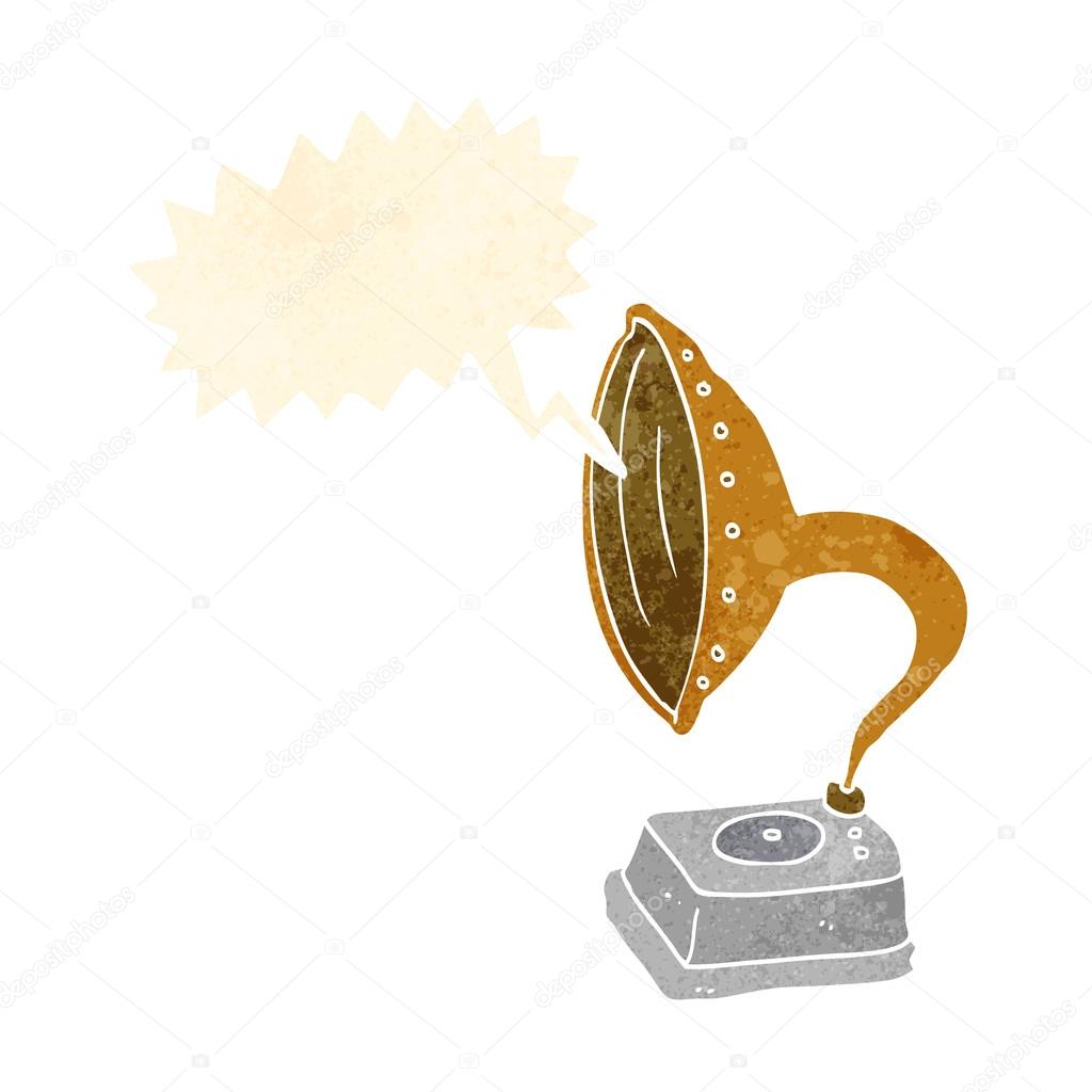 Cartoon phonograph with speech bubble Stock Vector Image by ...