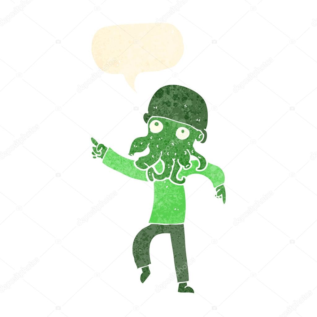 Cartoon alien man dancing with speech bubble Stock Vector Image by ...