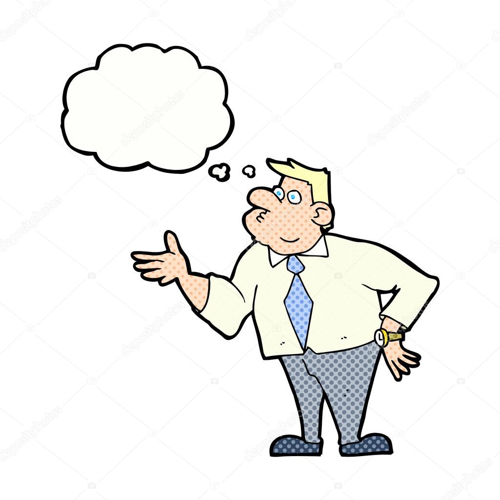 Cartoon businessman asking question with thought bubble Stock ...