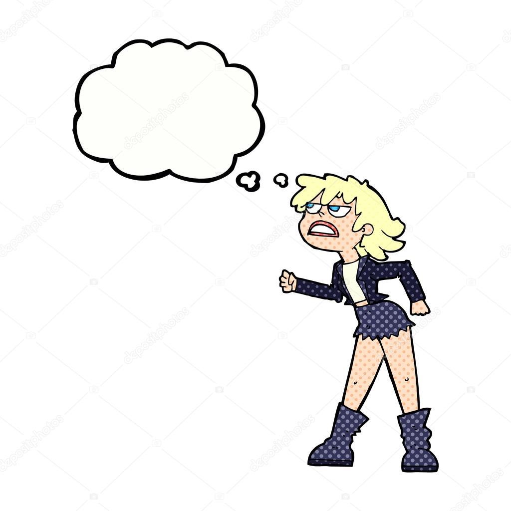 Cartoon angry biker girl with thought bubble Stock Illustration by ...