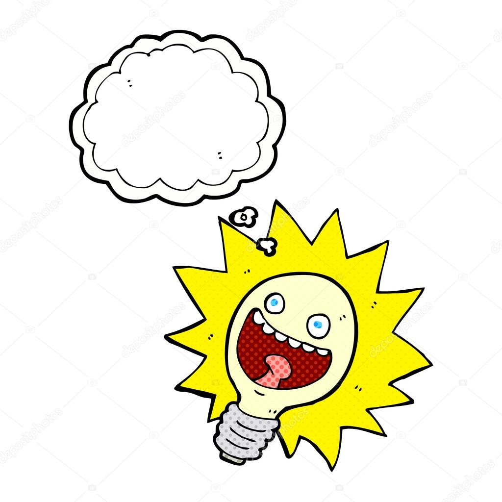 Cartoon lightbulb with thought bubble Stock Illustration by ...