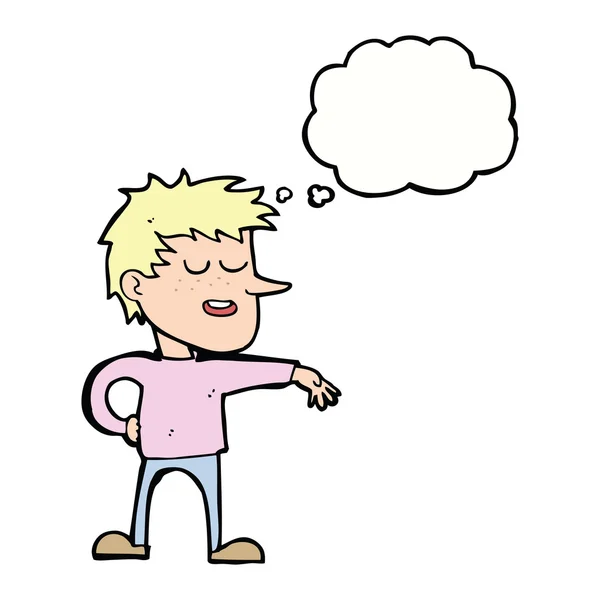 Hombre Feliz De Dibujos Animados Con Burbuja Del Pensamiento — Vector