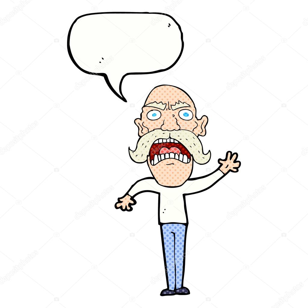Cartoon arg gubbe med pratbubblan — Stock Vektor © lineartestpilot ...