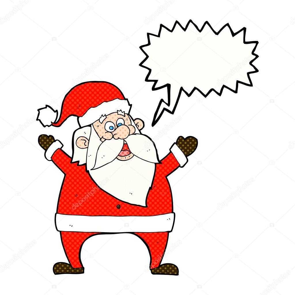 Jolly santa cartoon with speech bubble Stock Vector Image by ...